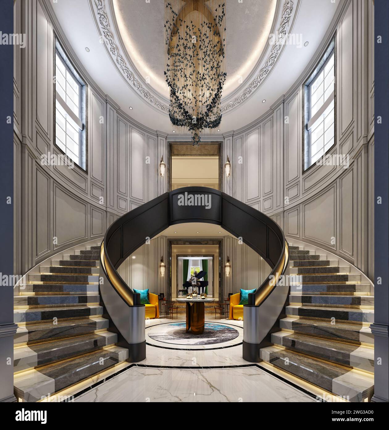 3d render of building entrance lobby interior Stock Photo - Alamy