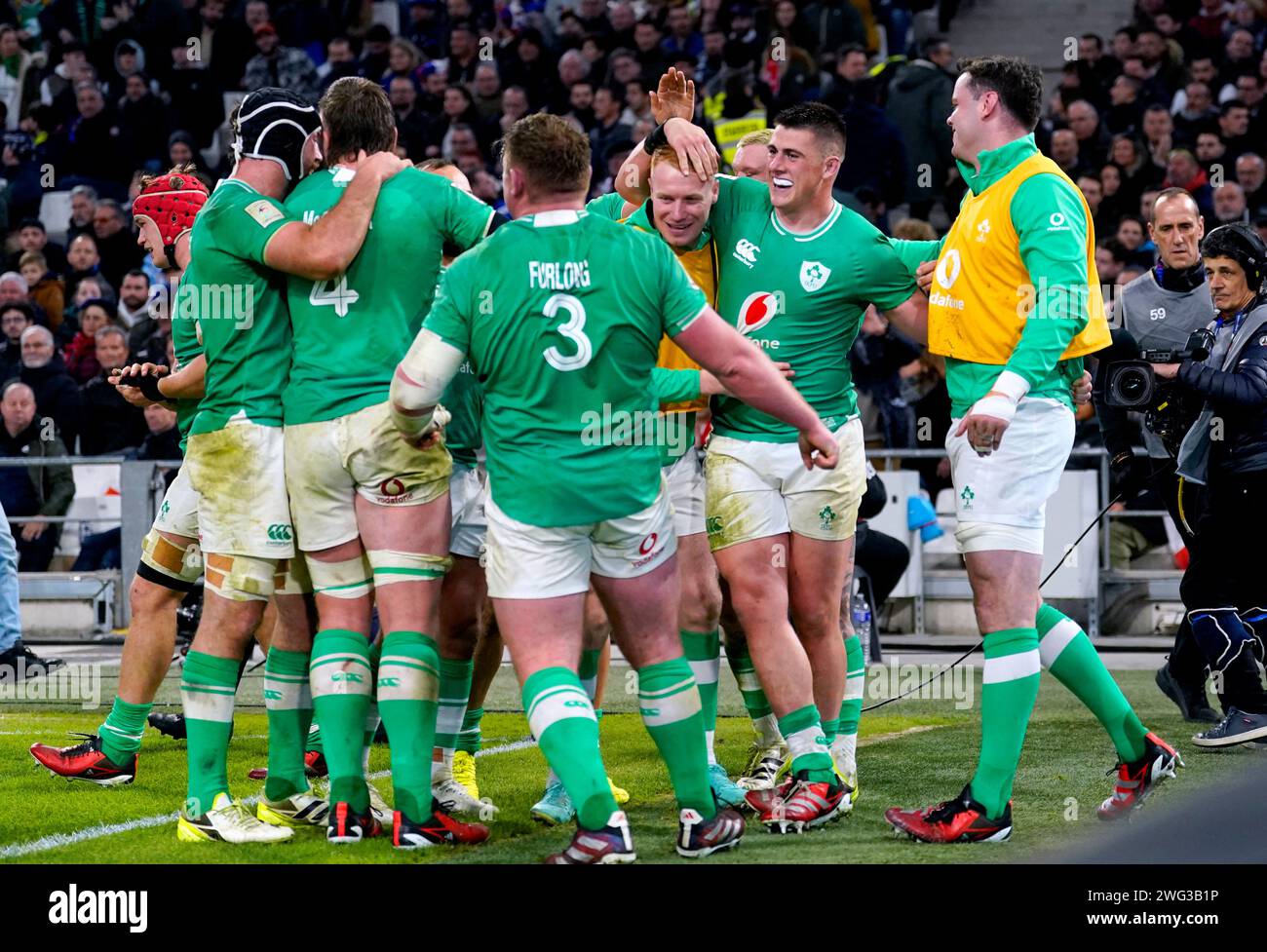 Ireland's Dan Sheehan (second right) celebrates with team-mates after ...