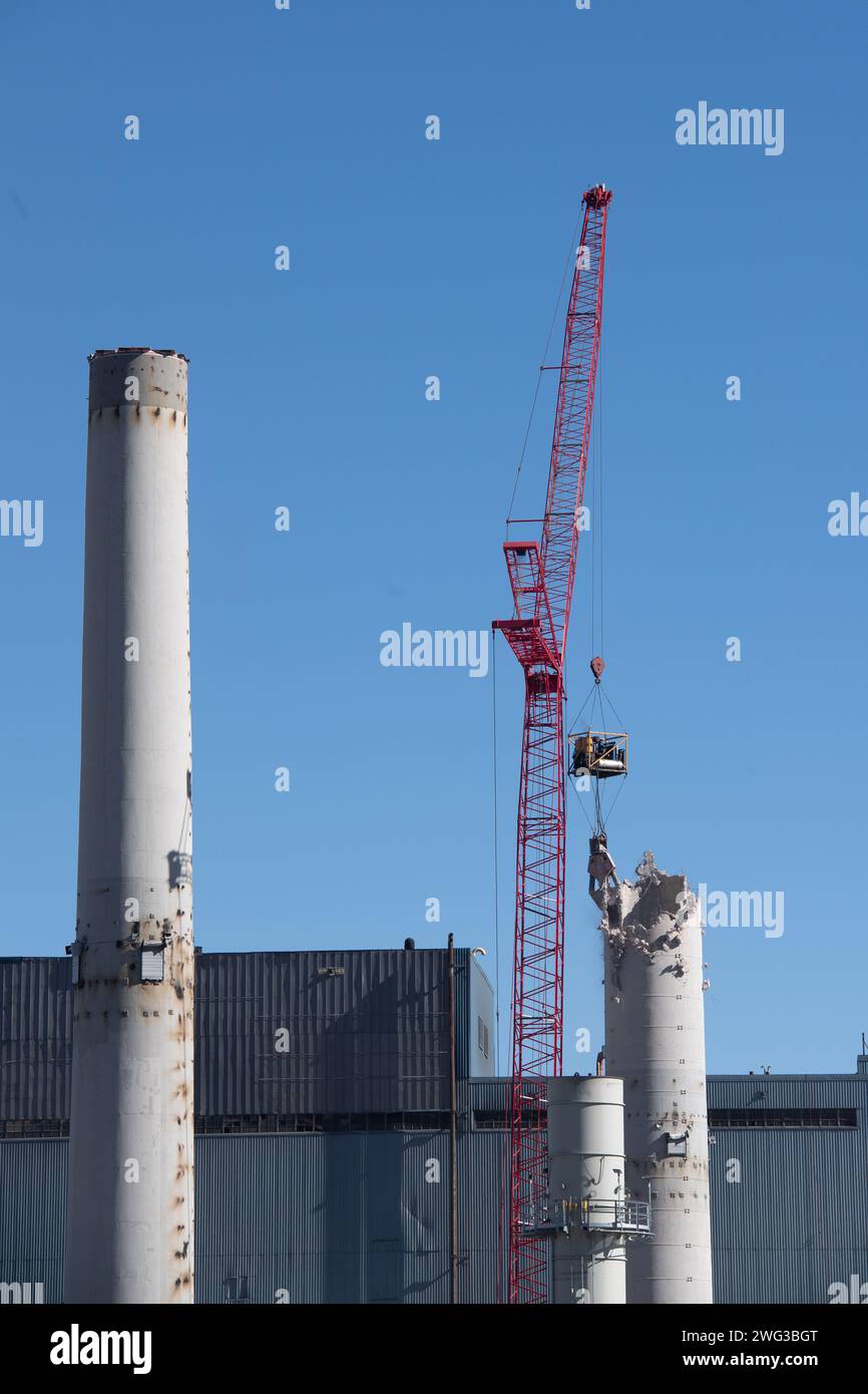 Smoke stacks at a coal burning power plant in Colorado Springs ...