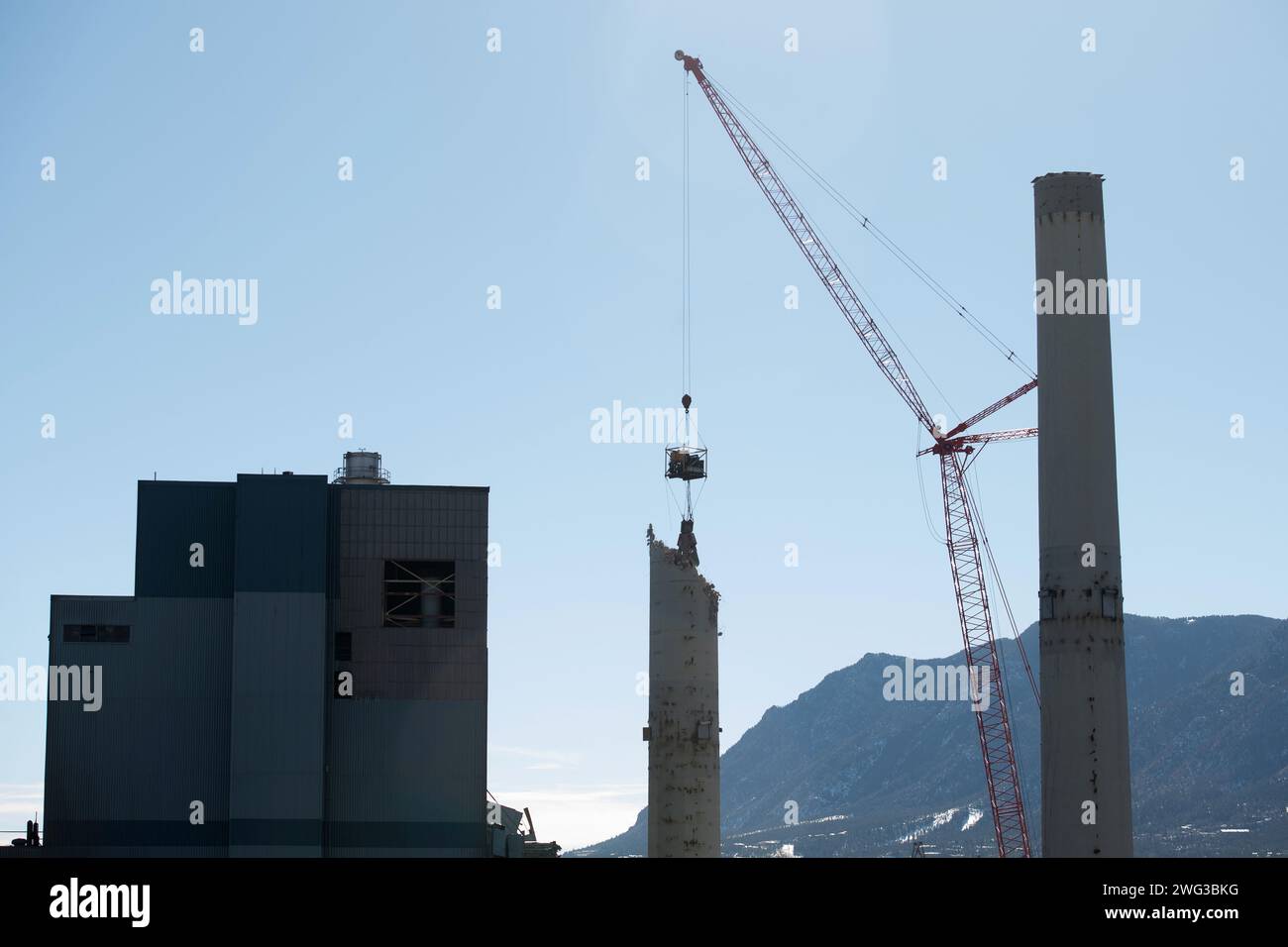 Smoke stacks at a coal burning power plant in Colorado Springs ...