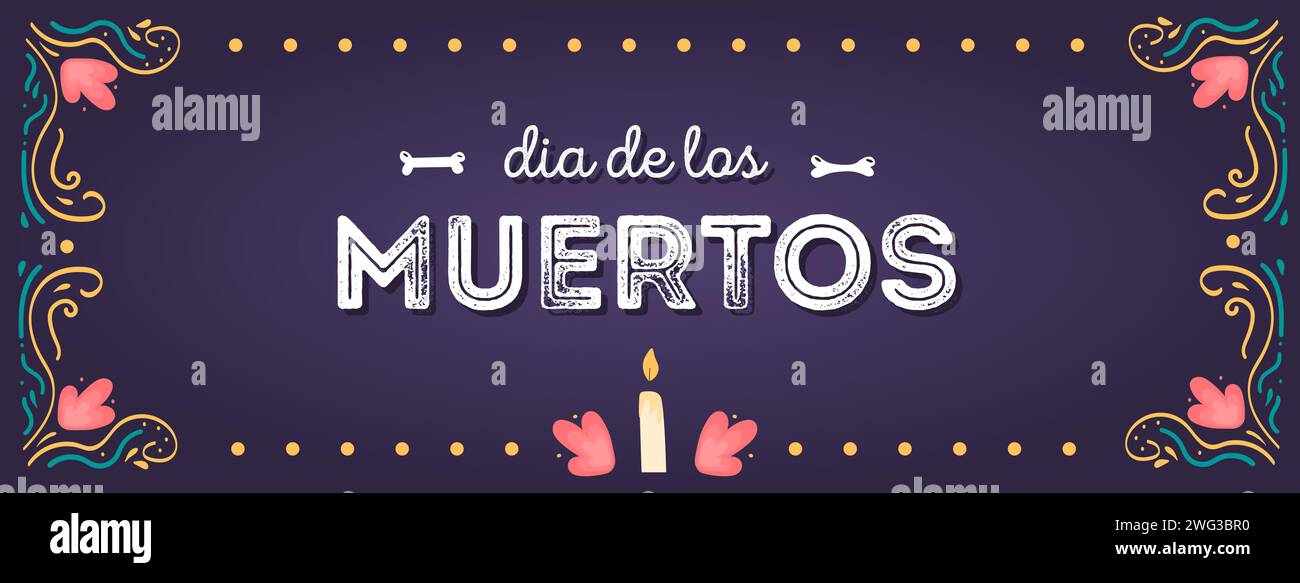 Dia de los muertos background. Horizontal banner with candle offering ...