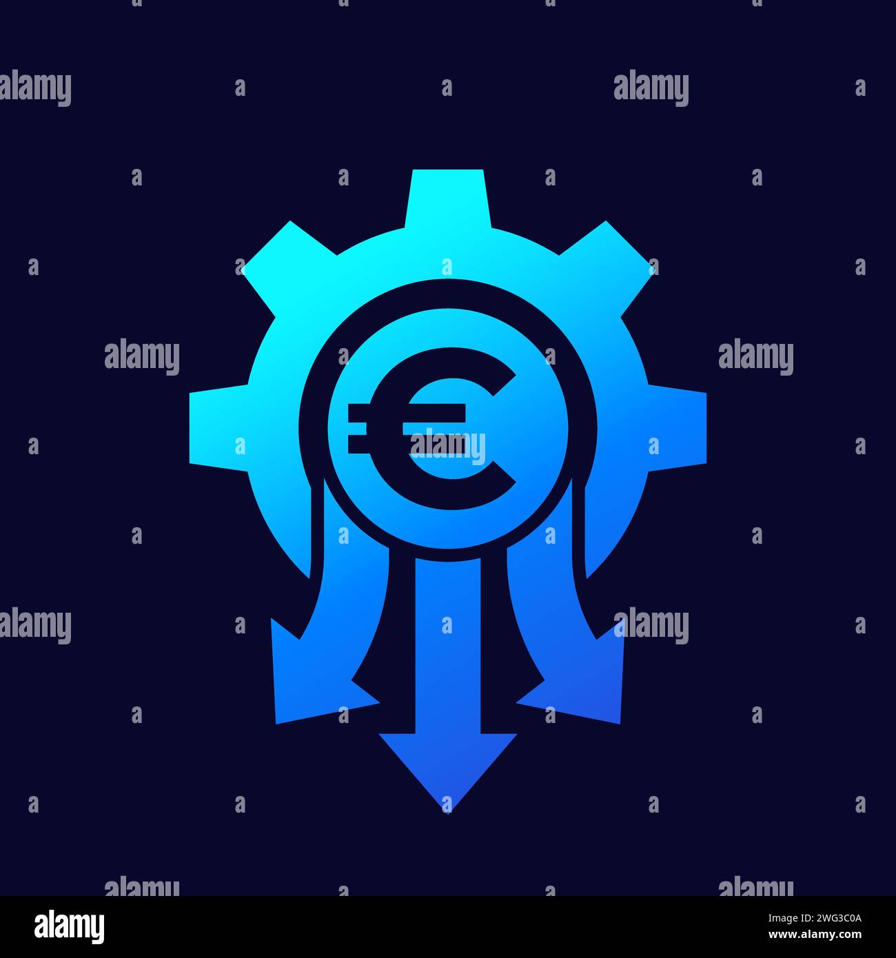 cost reduction or reducing icon with euro, vector Stock Vector Image ...