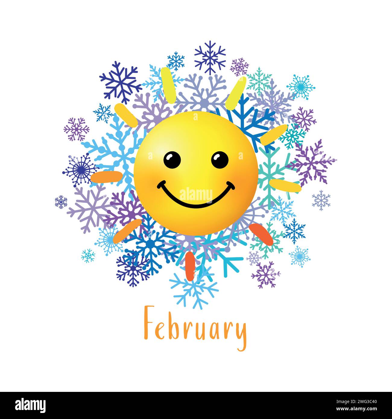 February symbol. Social media poster. Creative icon. Isolated yellow ...