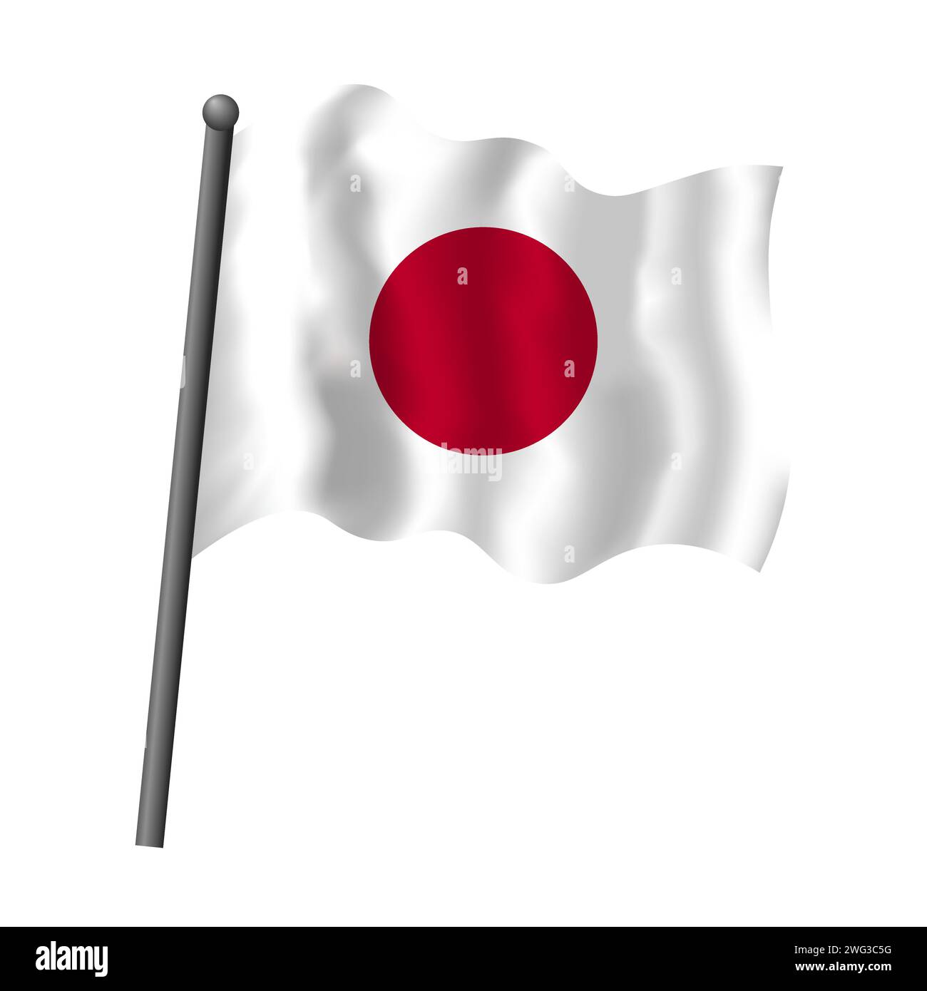 Japan flag on flagpole waving in wind. Vector isolated illustration of ...