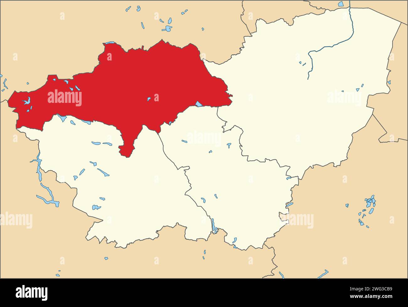 Red location map of the METROPOLITAN BOROUGH OF BARNSLEY, SOUTH ...