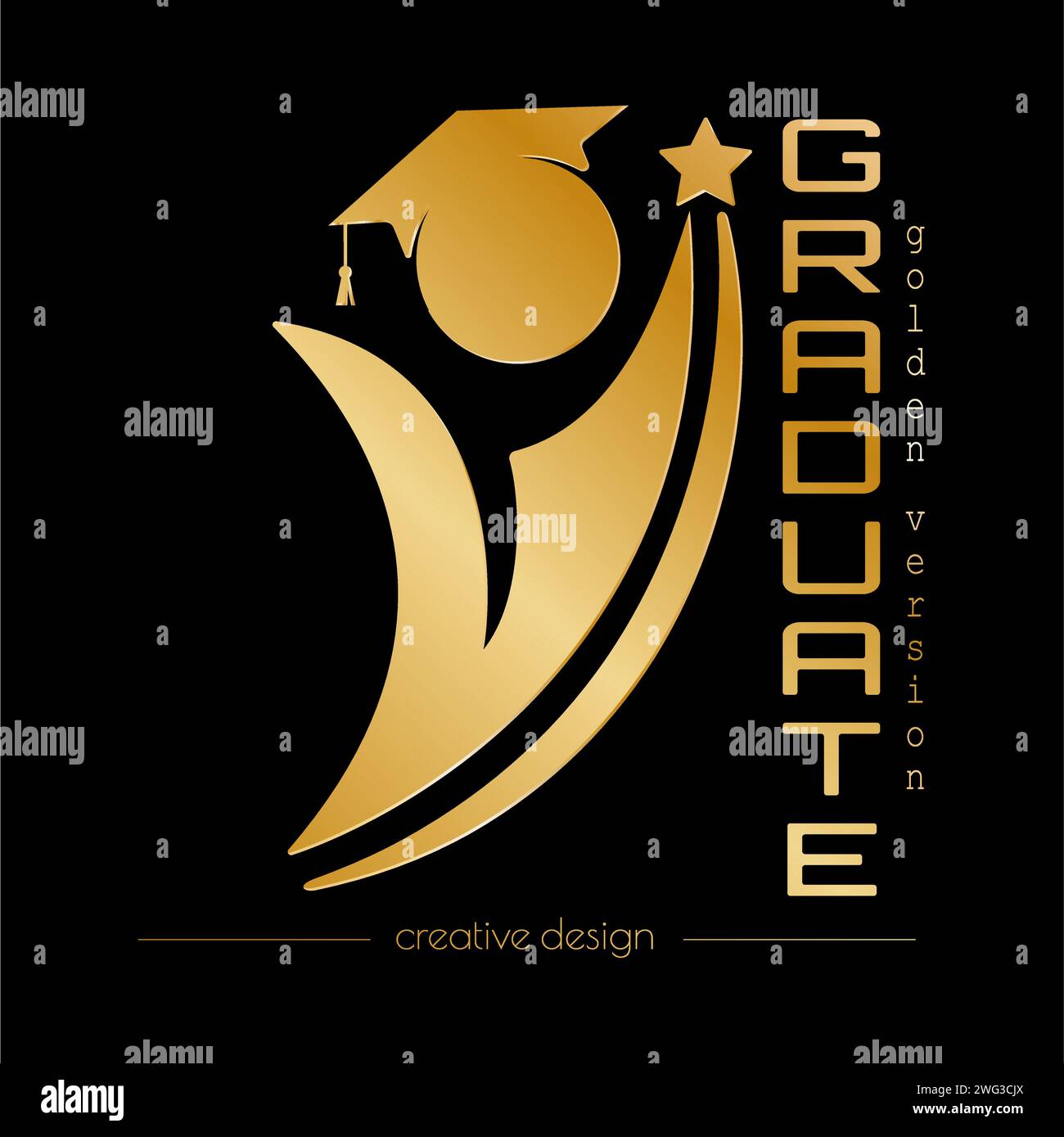 Graduate student. Gold badge for special events, posters, banners ...