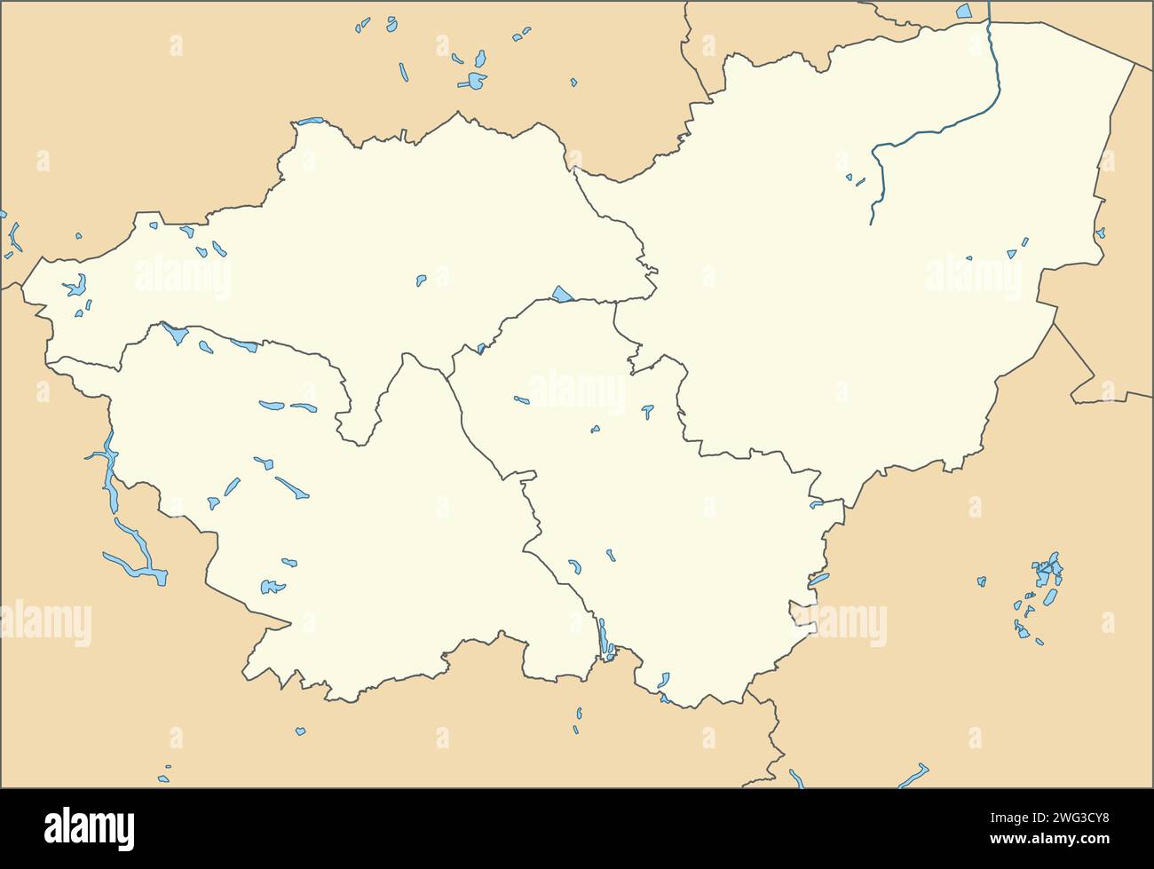 Beige metropolitan boroughs map of SOUTH YORKSHIRE, ENGLAND Stock ...