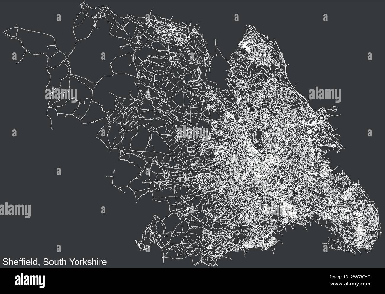 Sheffield road map hi-res stock photography and images - Alamy
