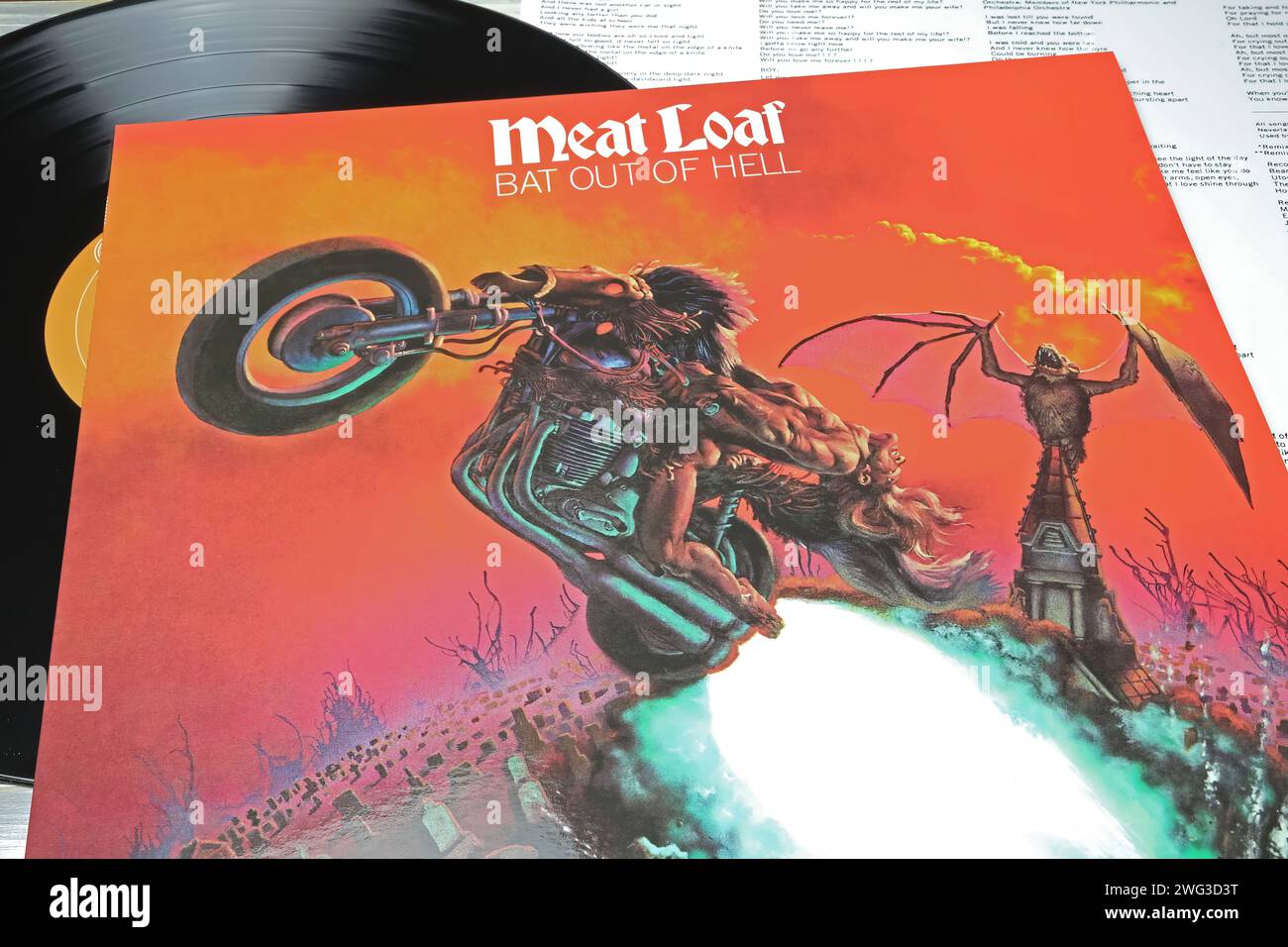 Viersen, Germany - January 9. 2024: Closeup of rock singer Meat Loaf vinyl record album cover ...