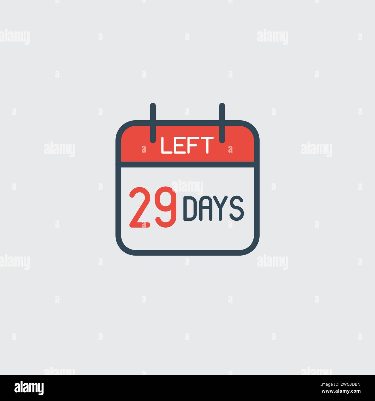 Countdown daily page calendar icon 29 days left. Number day to go ...
