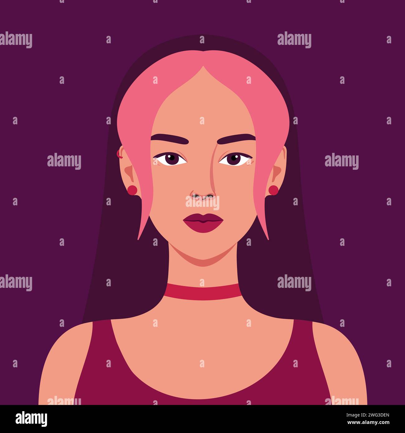 Portrait of a beautiful informal young woman with pink hair. Avatar for ...