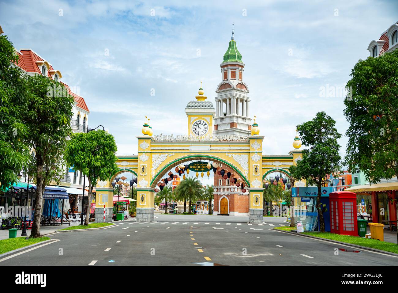 Colorful buildings in city Grand World Phu Quoc Island Vietnam Stock ...