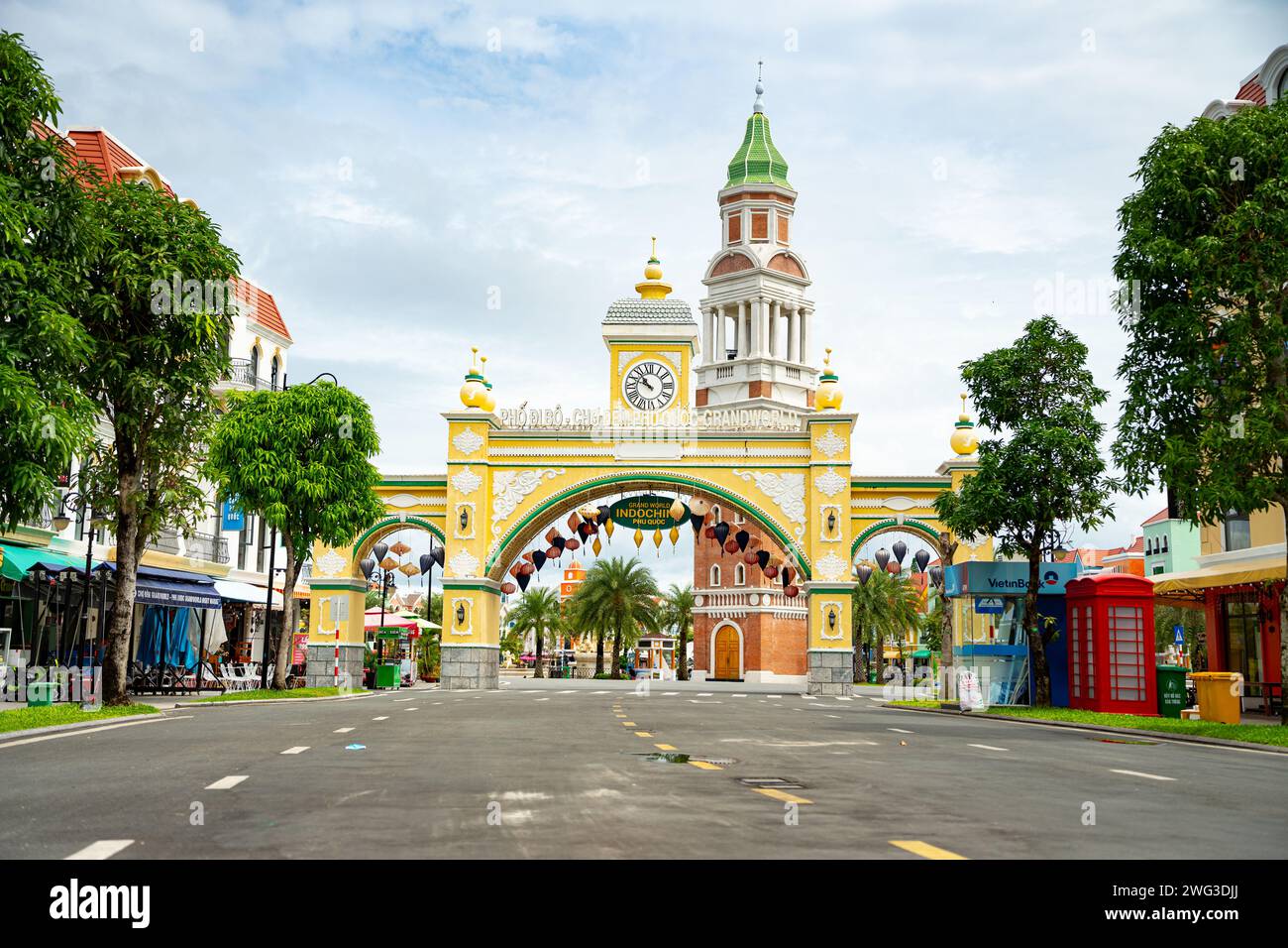Colorful buildings in city Grand World Phu Quoc Island Vietnam Stock ...
