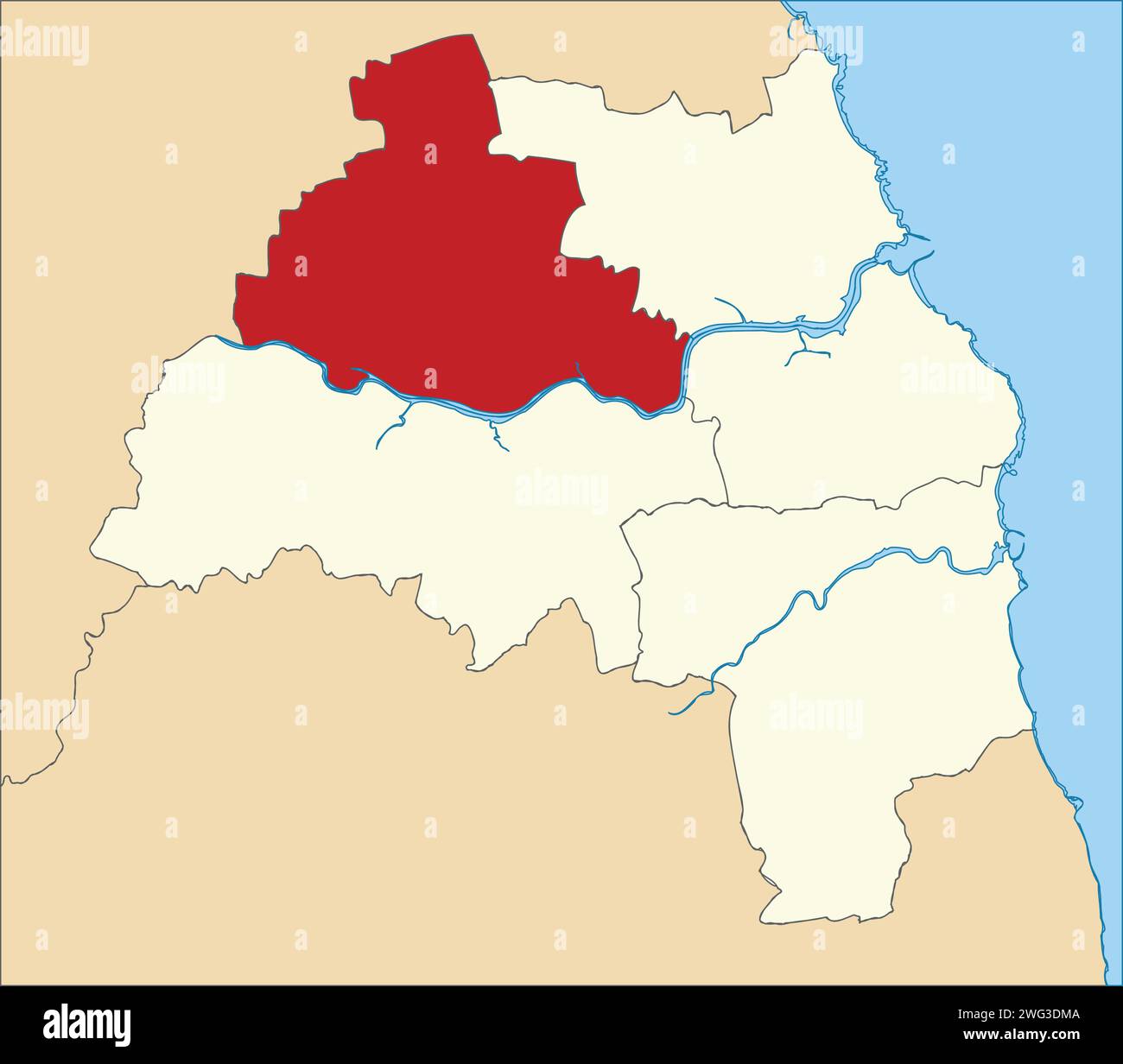 Red location map of the METROPOLITAN BOROUGH AND CITY OF NEWCASTLE UPON ...