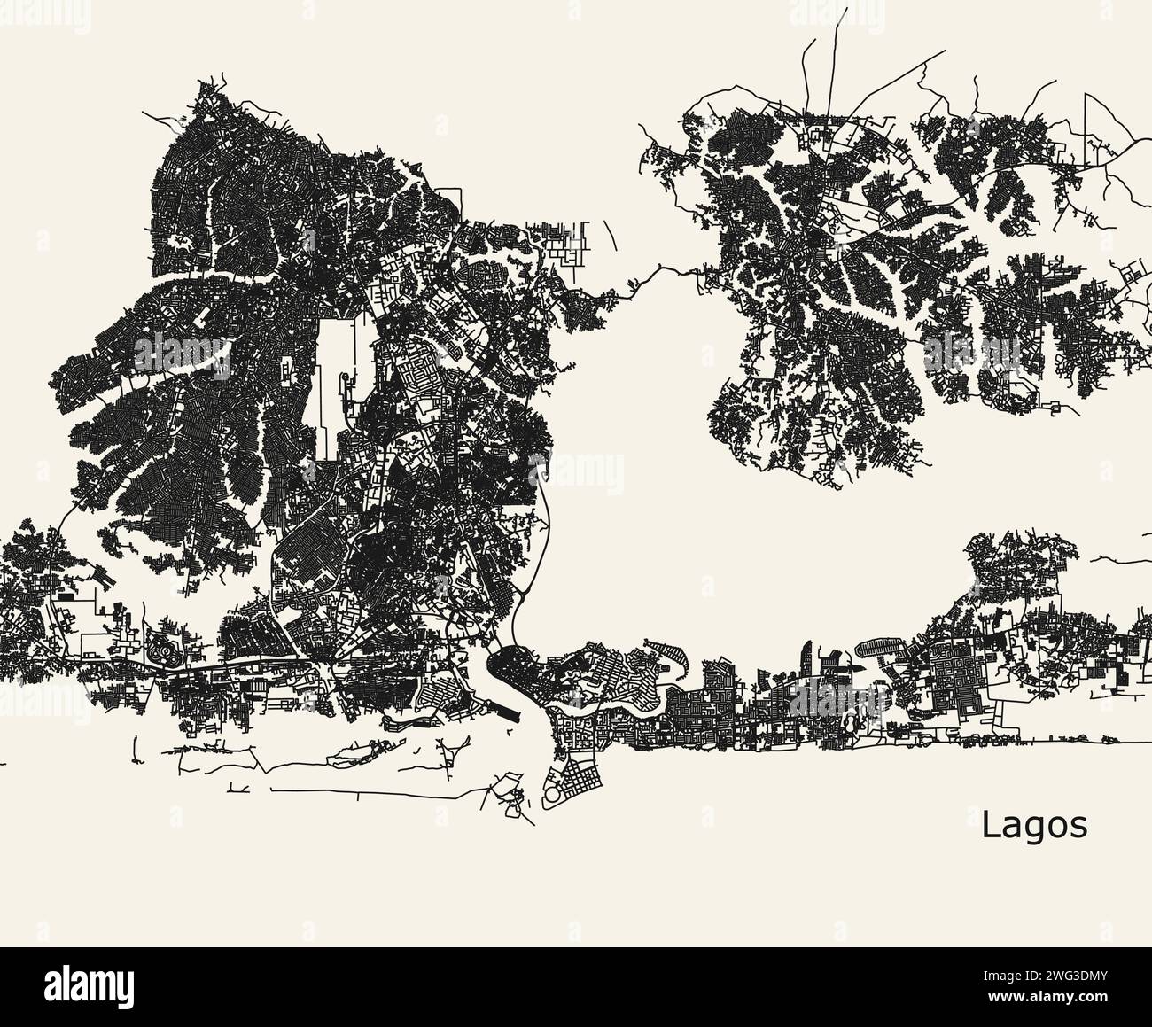 City road map of Lagos, Nigeria Stock Vector Image & Art - Alamy