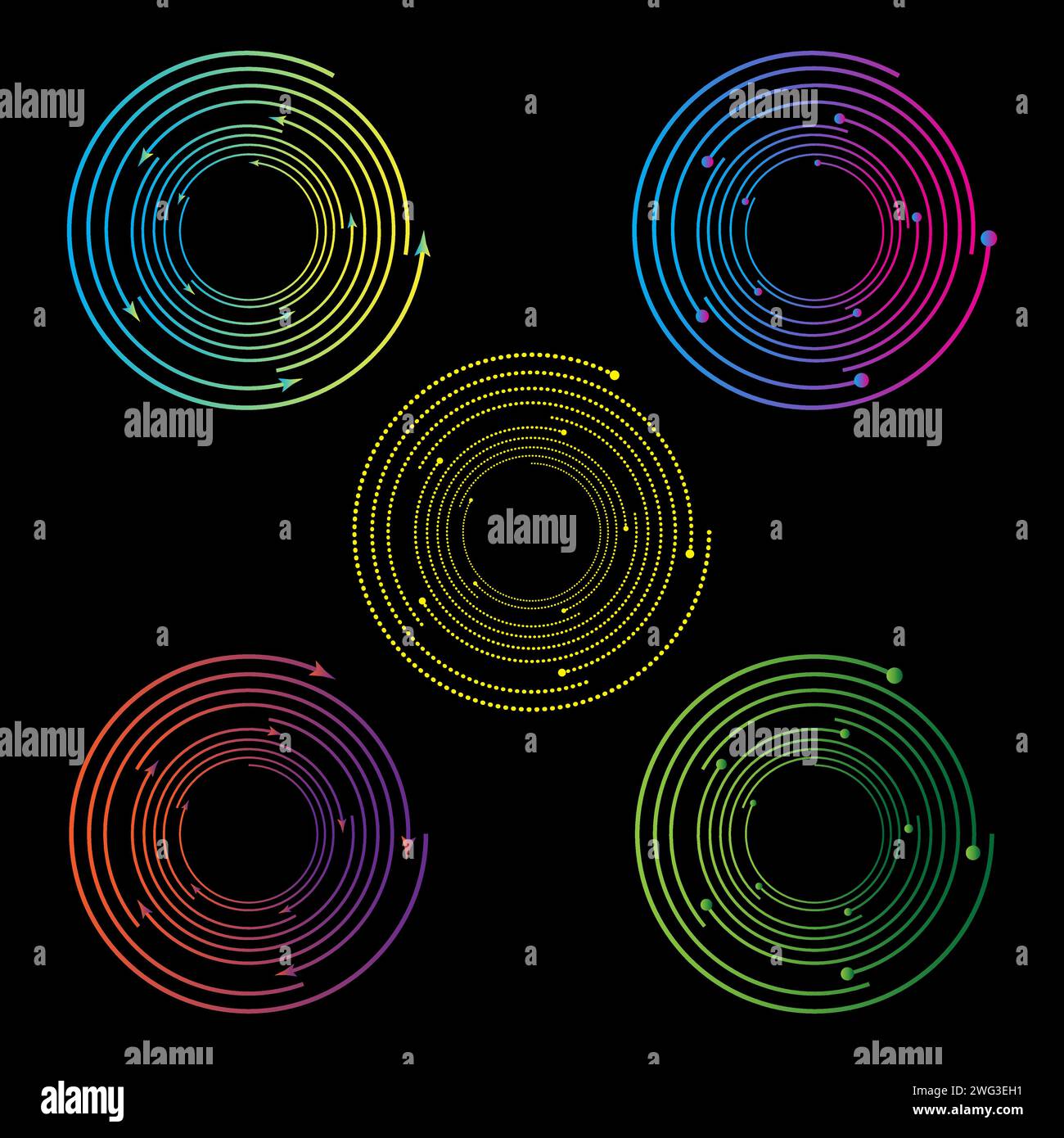 Circular Frame Spins Linear Symbol Rotates Circles Frame Loop Circle Loading Bar Stock Vector