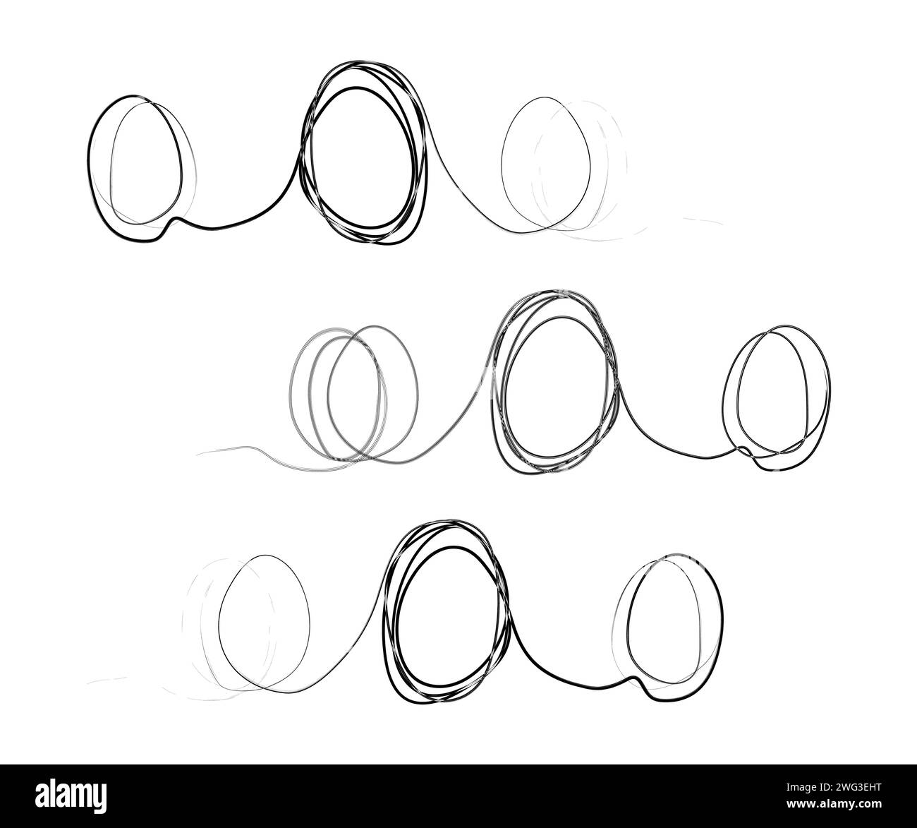 Continuous thin line egg drawing, hand drawn lined egg shape, monoline ...