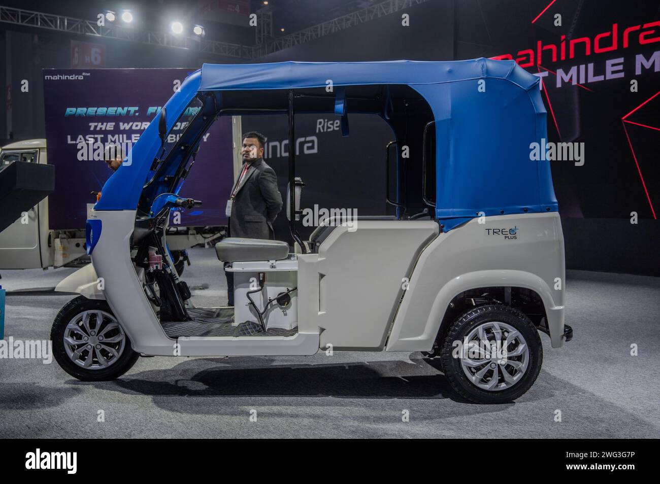 Mahindra Treo Plus Electric Rickshaw being showcased during the 5th ...