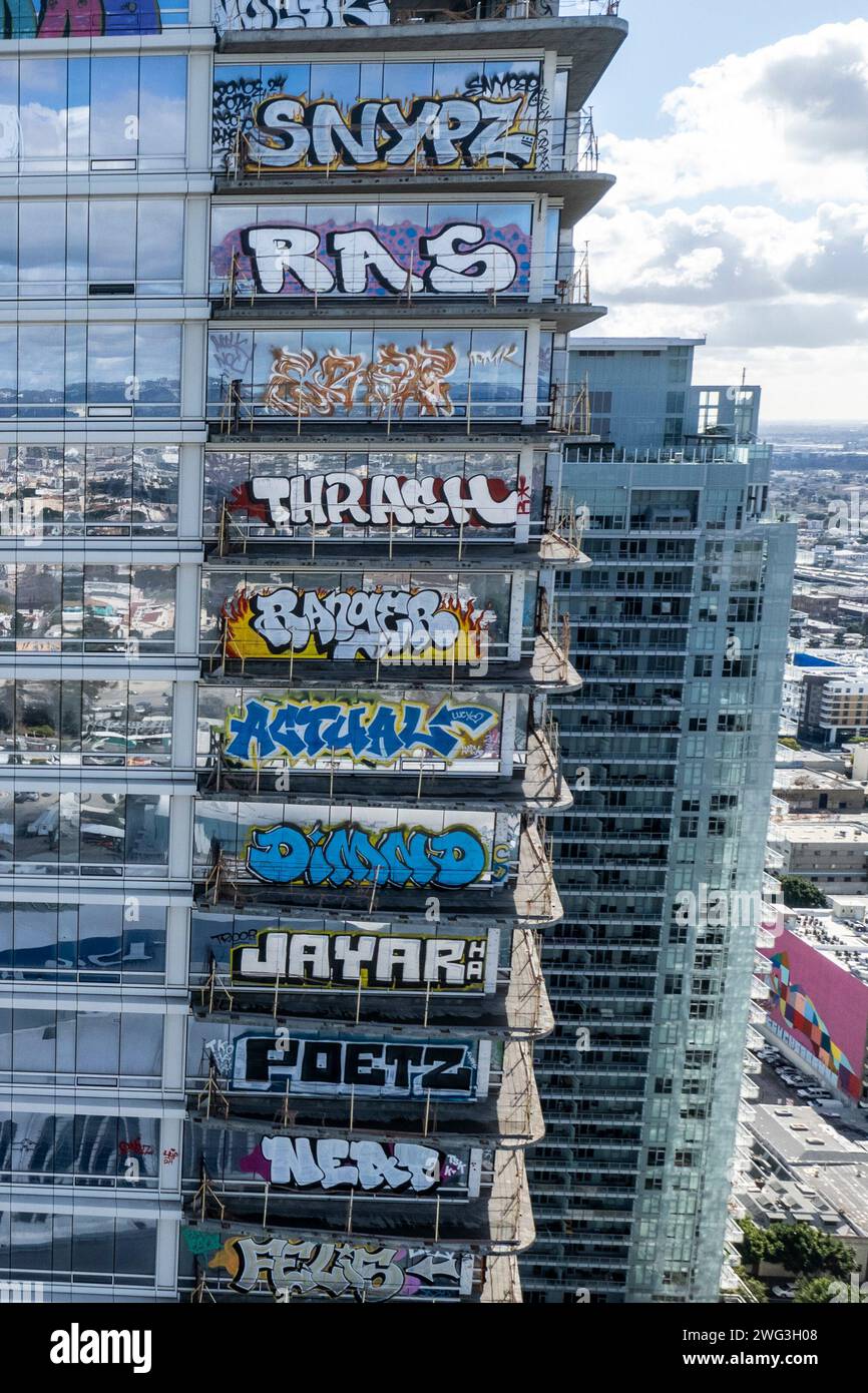 An unfinished high-rise construction of the Oceanwide Plaza development ...