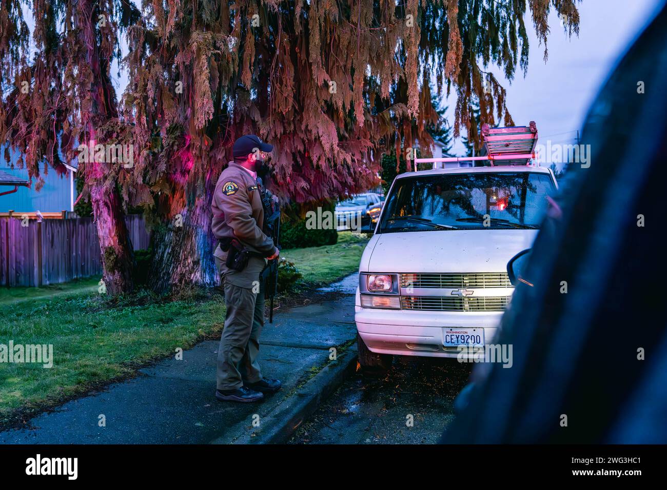 At the location of a reported shooting personnel from the Everett ...
