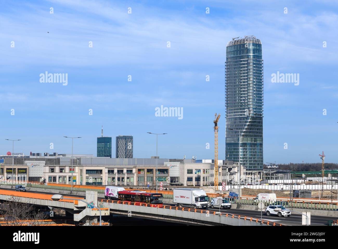 Belgrade skyline: Belgrade Tower and highway. Serbia Stock Photo - Alamy