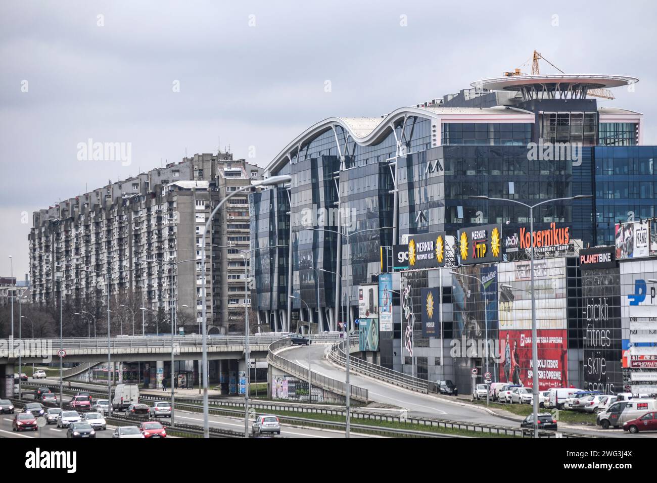 New Belgrade: highways and shopping malls. Serbia Stock Photo - Alamy
