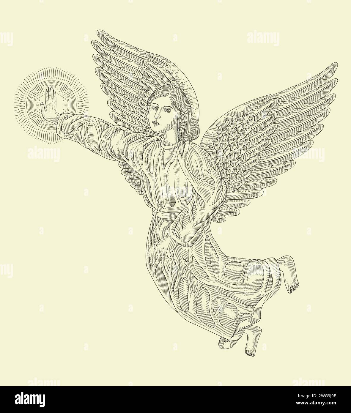 Flying angel engraving hi-res stock photography and images - Alamy