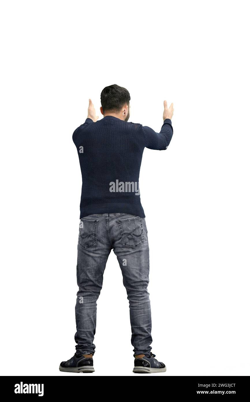 Man pointing finger side open Cut Out Stock Images & Pictures - Alamy