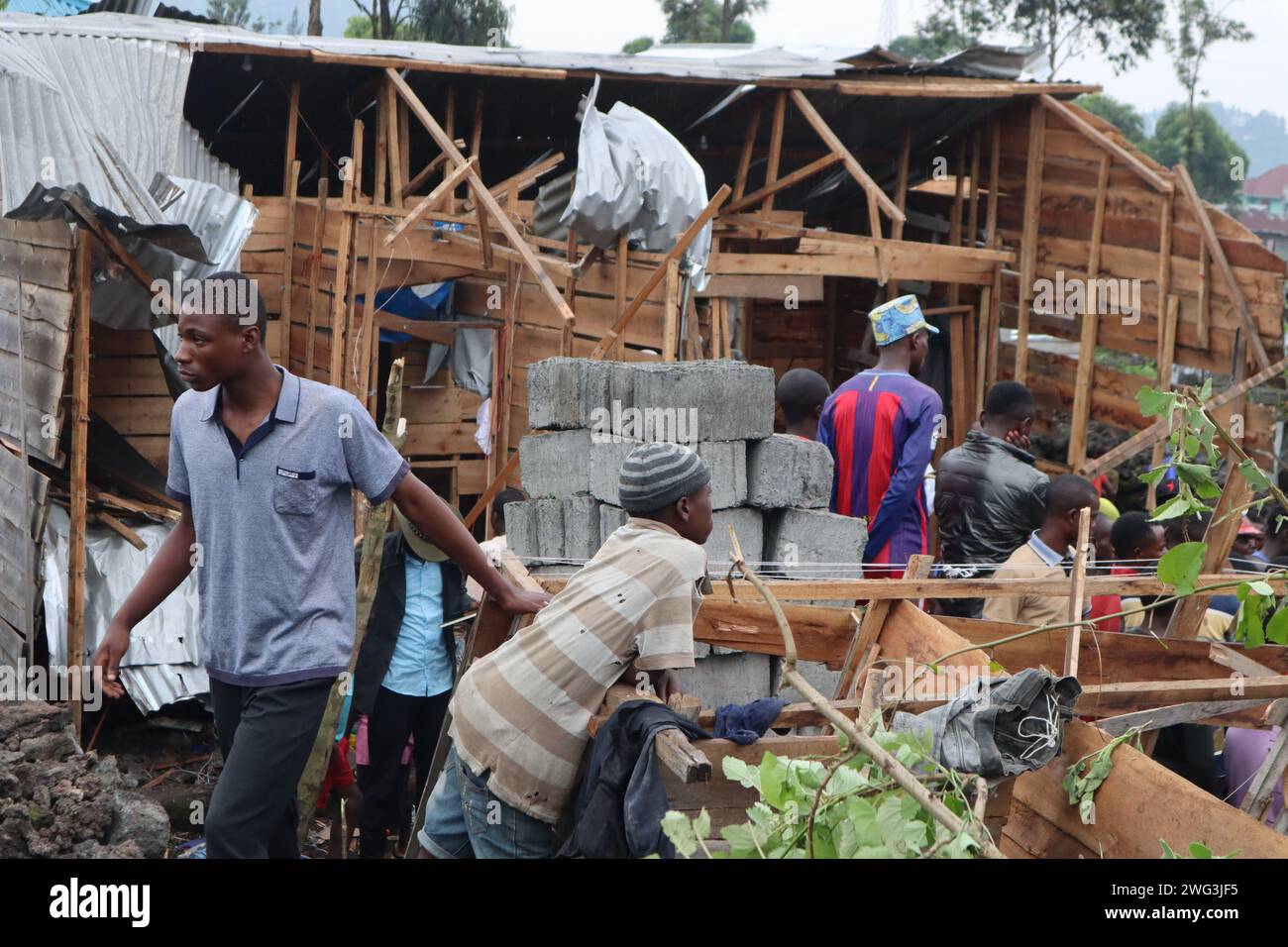 Mugunga, Dr Congo. 2nd Feb, 2024. People gather at a school hit by ...