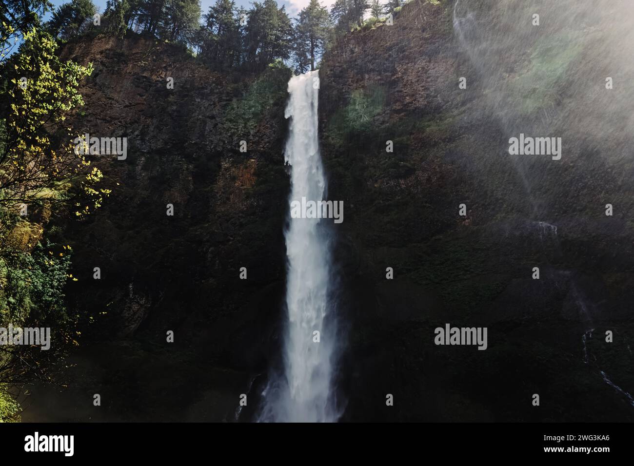 Scenic beautiful tall waterfall, Multnomah Falls, Oregon, USA Stock ...