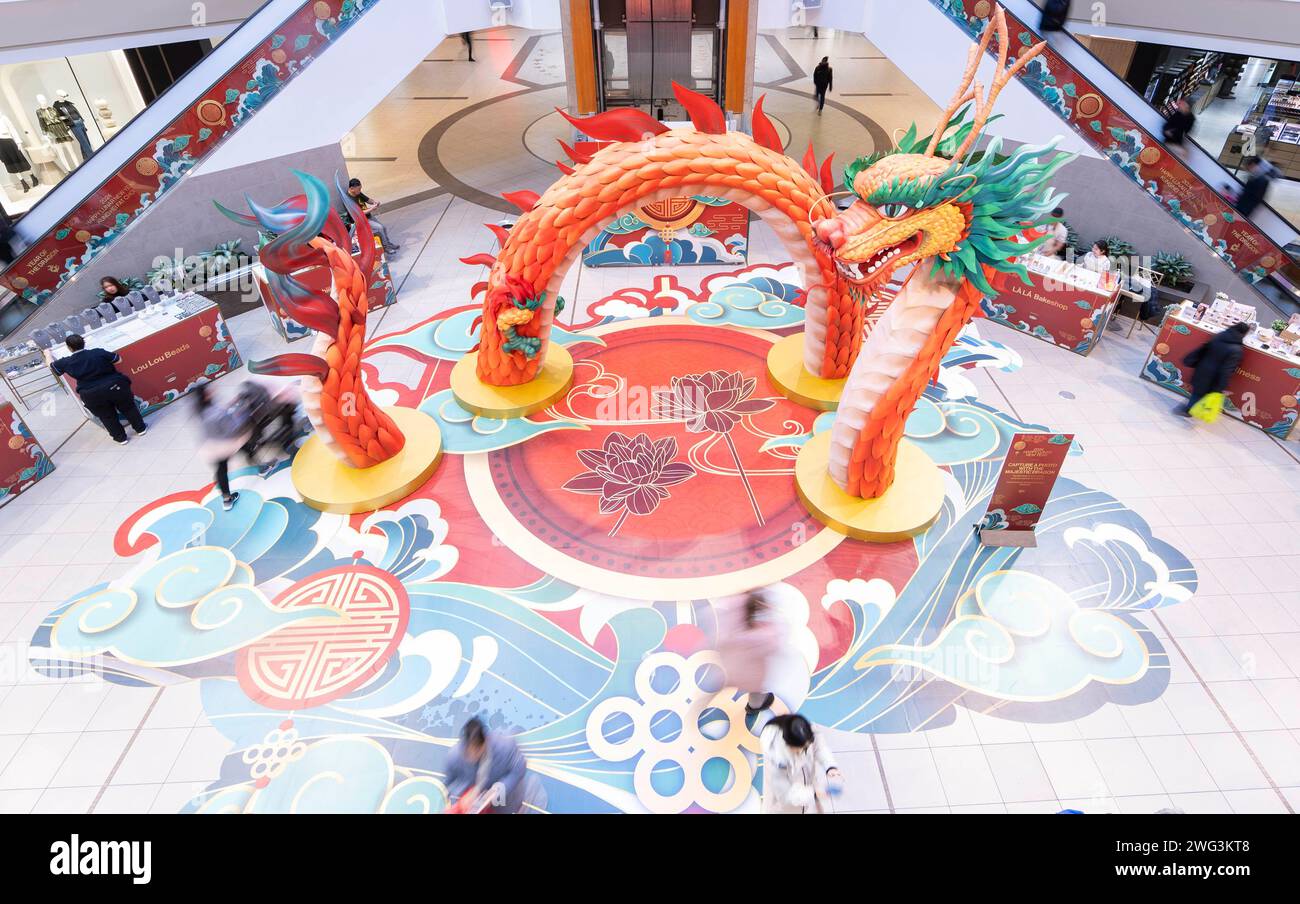 Toronto, Canada. 2nd Feb, 2024. A giant dragon installation is seen at ...