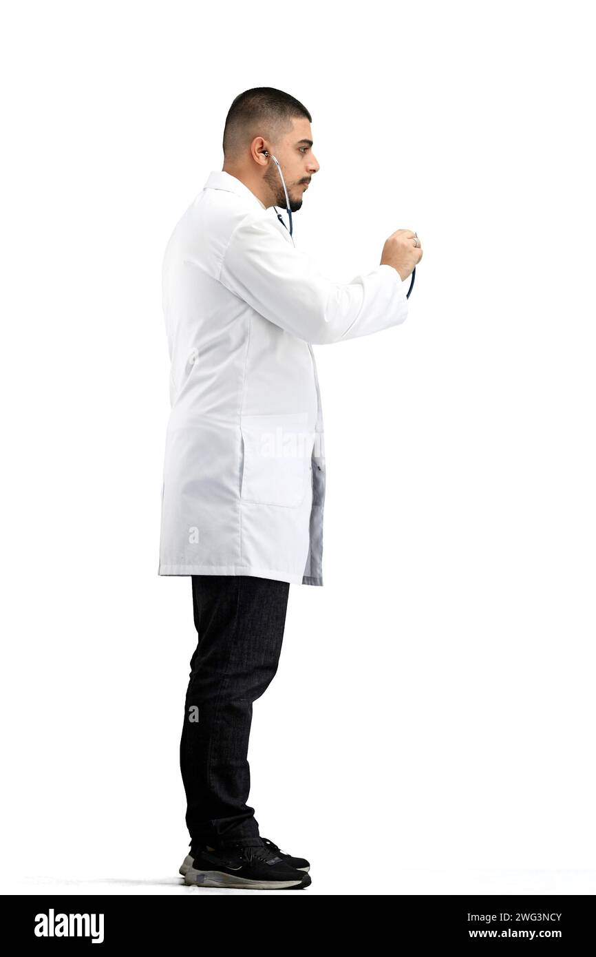 Doctor, full-length, on a white background, with a stethoscope Stock ...