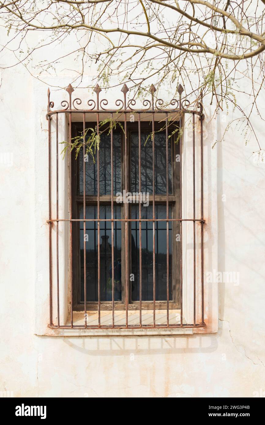 Window with metal bars at San Xavier del Back Mission, Tucson, Arizona ...