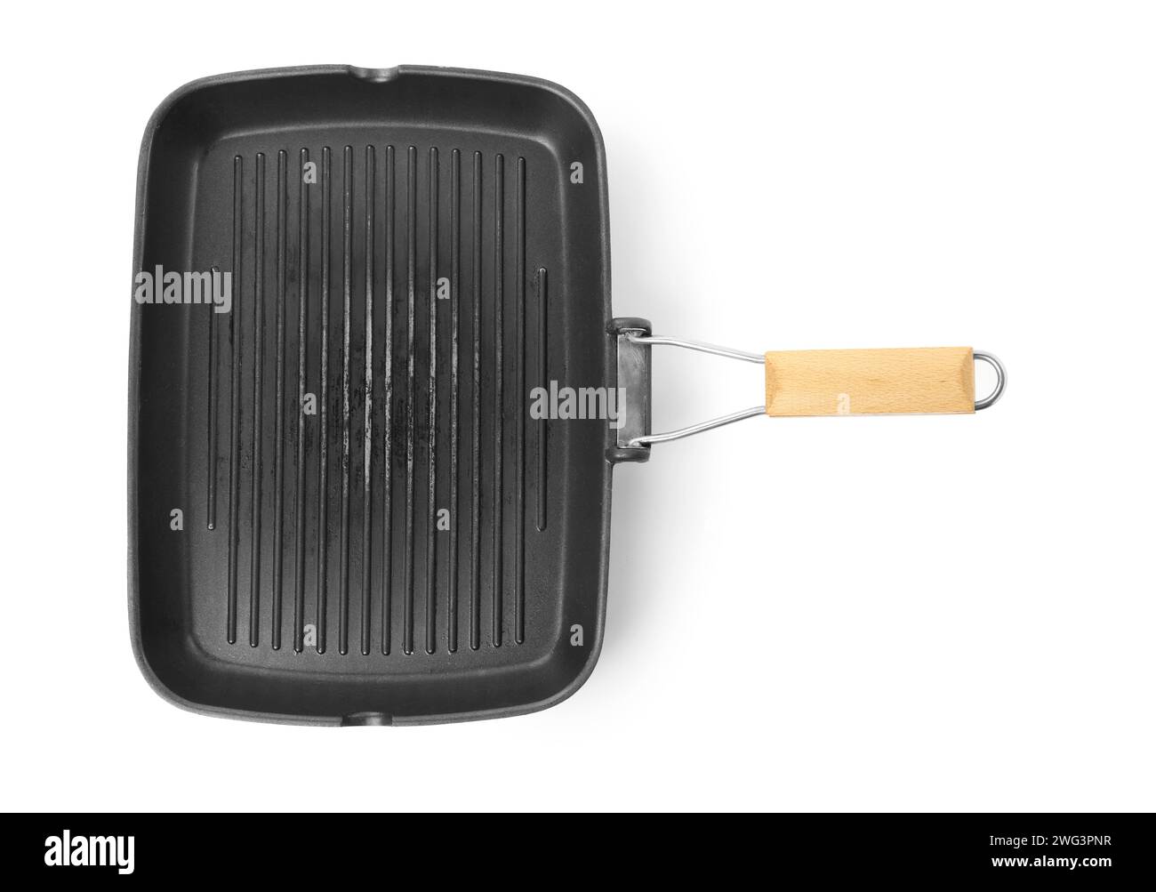 Modern grill frying pan isolated on white, top view. Cooking utensil ...