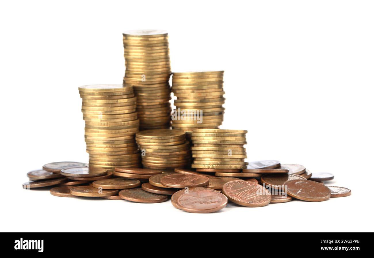 Pile shiny coins different hi-res stock photography and images - Alamy