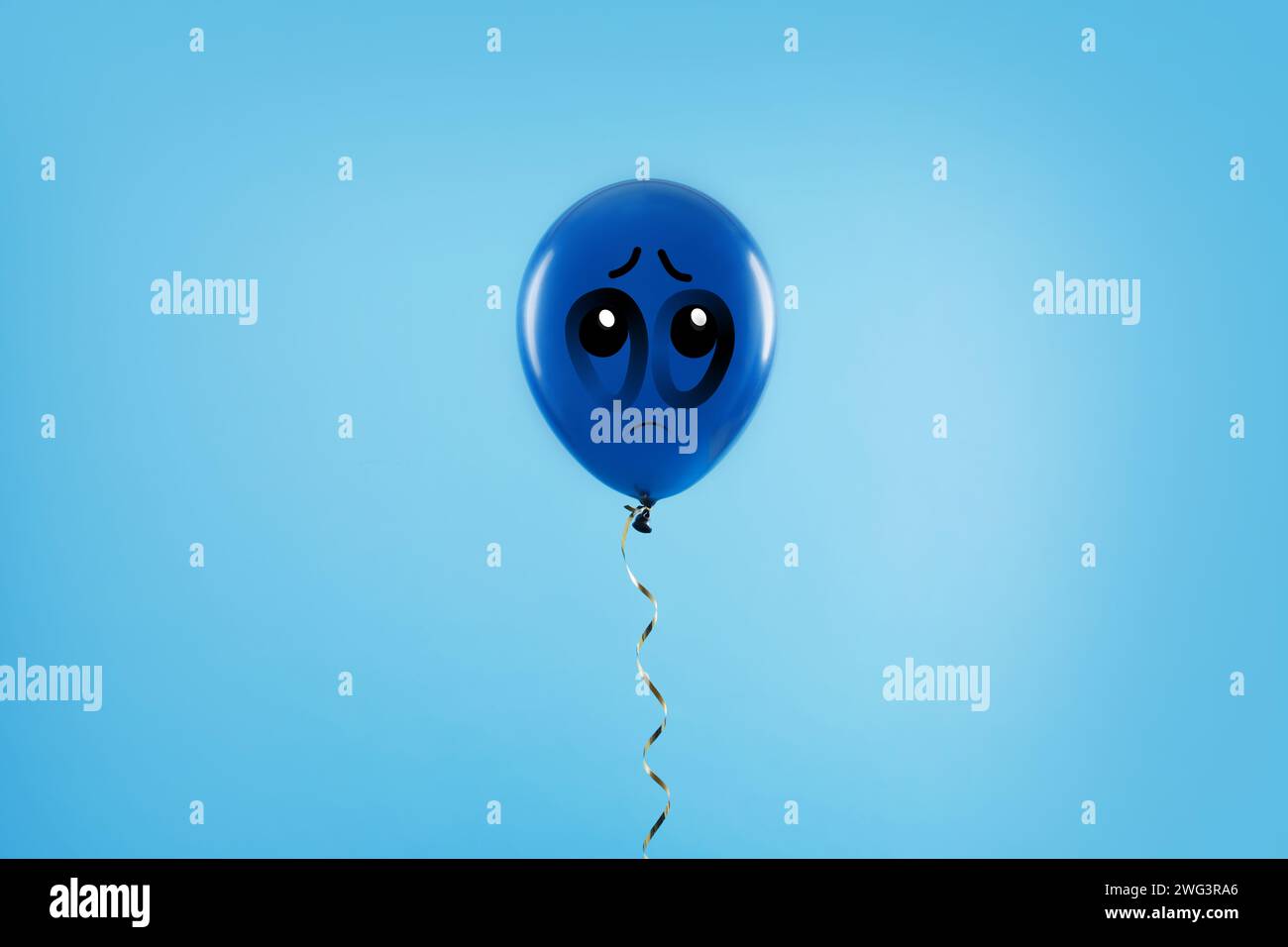 Blue balloon with sad face on light blue background Stock Photo - Alamy
