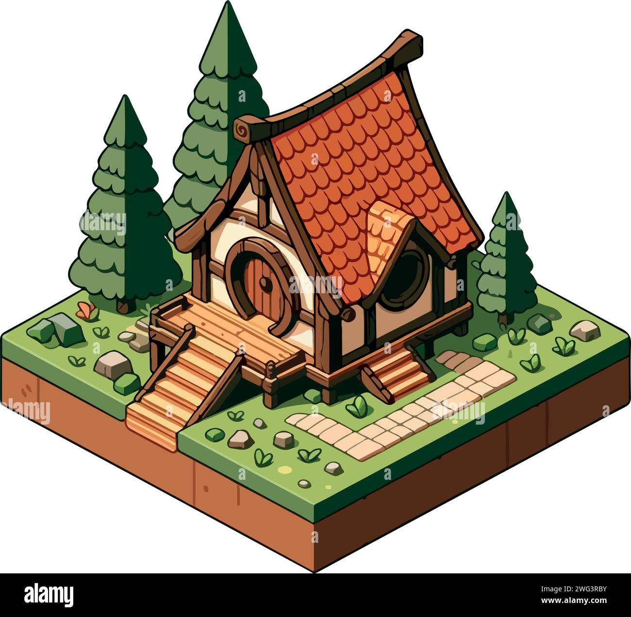Little fantasy dwarf house isometric vector draw Stock Vector Image ...