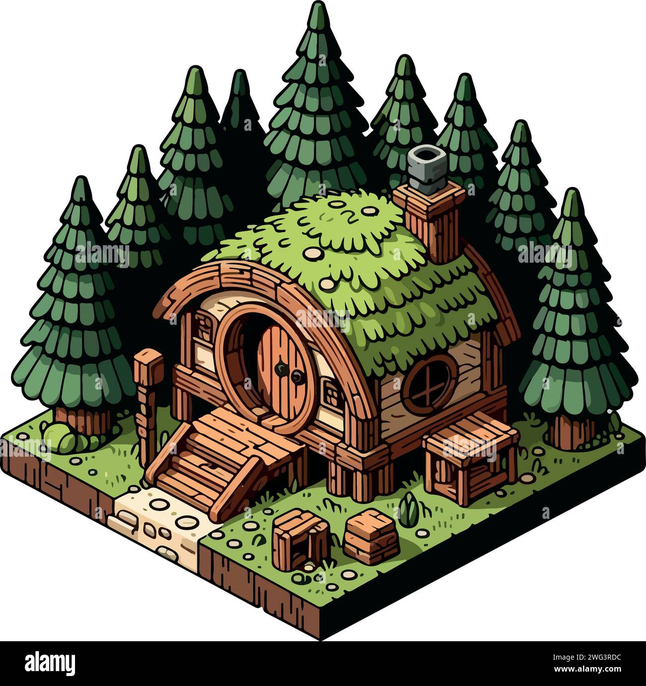 Awesome fantasy dwarf house isometric vector draw Stock Vector Image ...