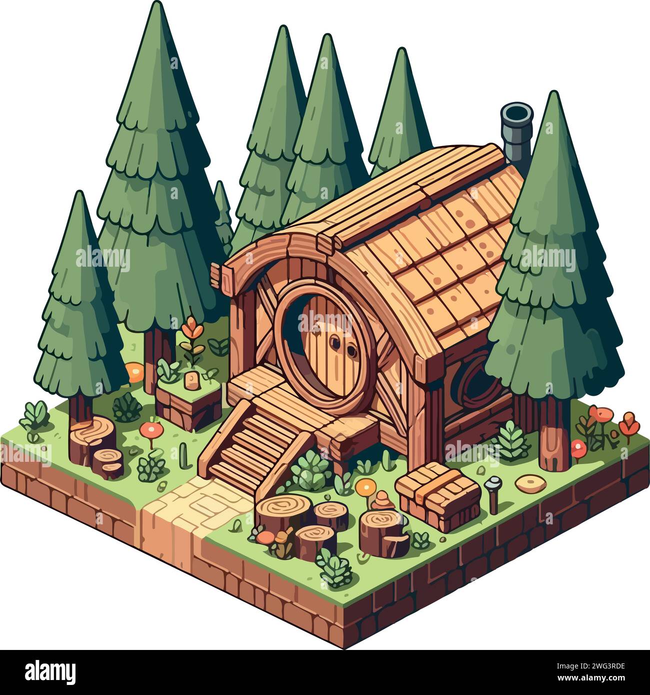 Greatestful fantasy dwarf house isometric vector draw Stock Vector ...