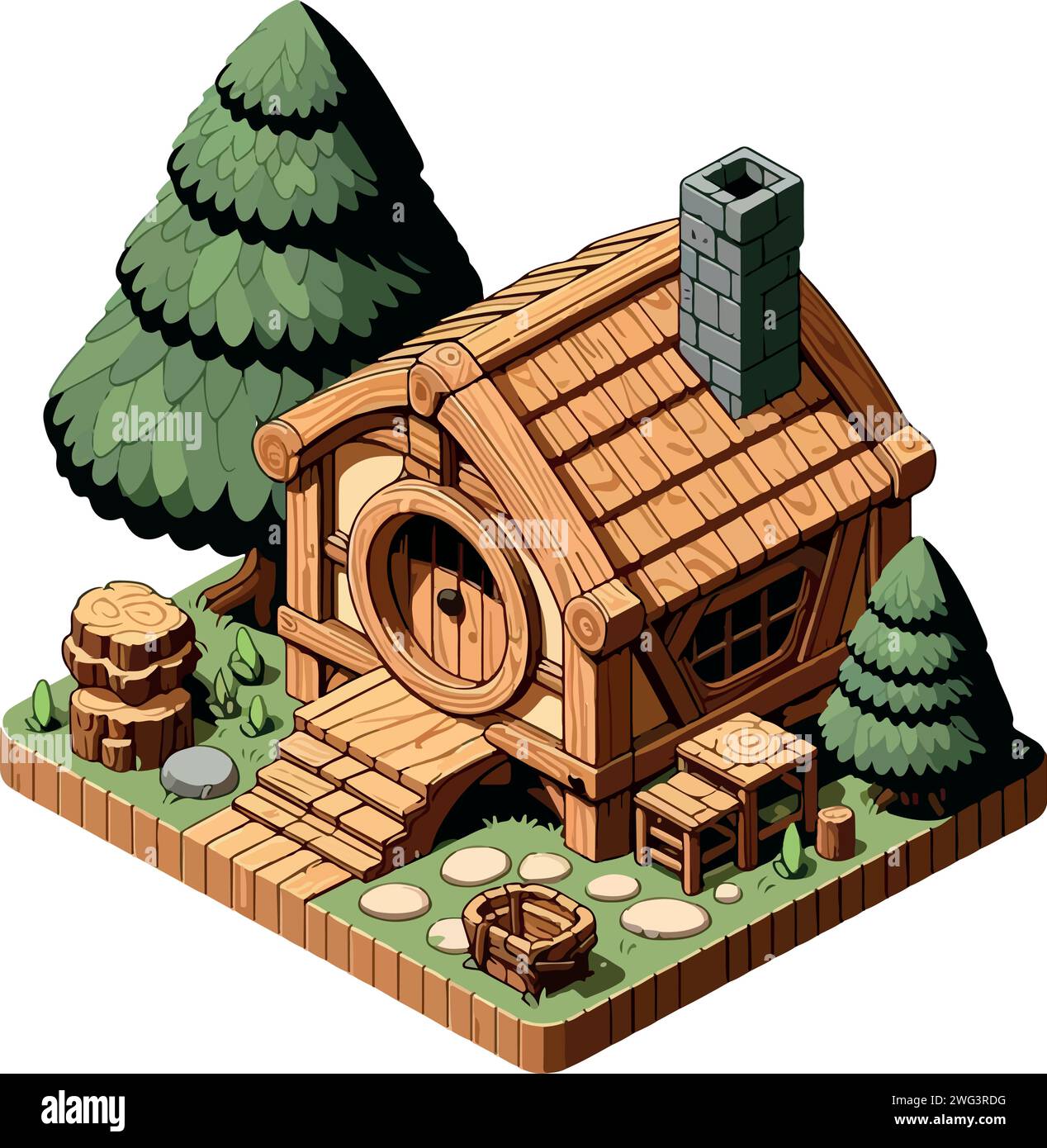 Greatest fantasy dwarf house isometric vector draw Stock Vector Image ...