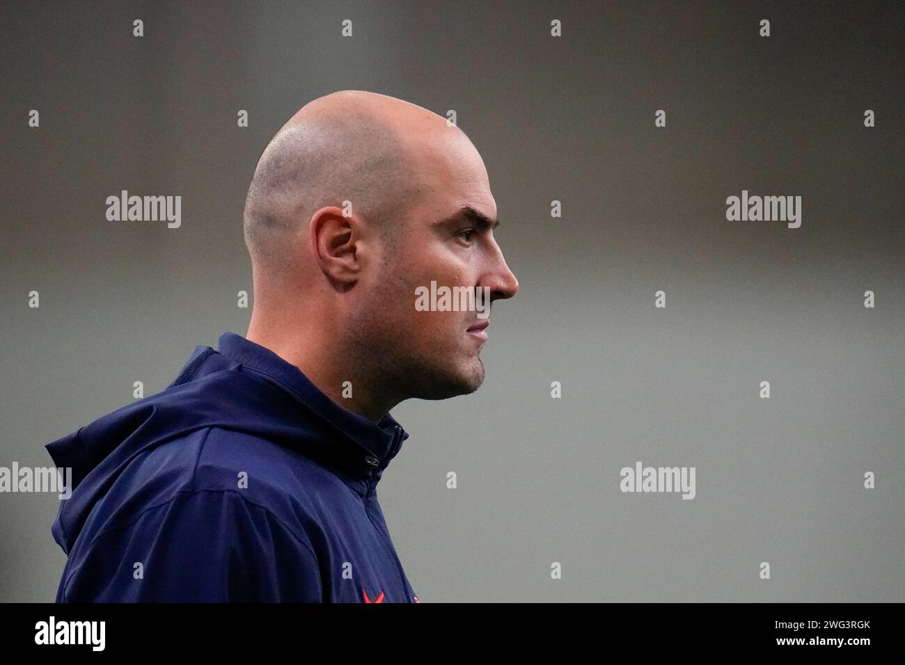 West head coach Mike Kafka, of the New York Giants, participates in the ...
