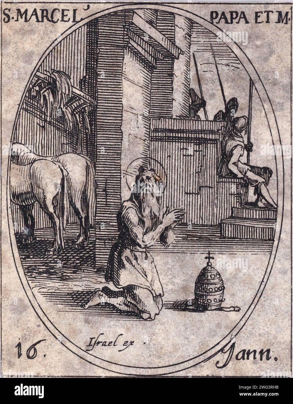 A 16th Century engraving of Pope Marcellus I who was pontiff from AD308 ...