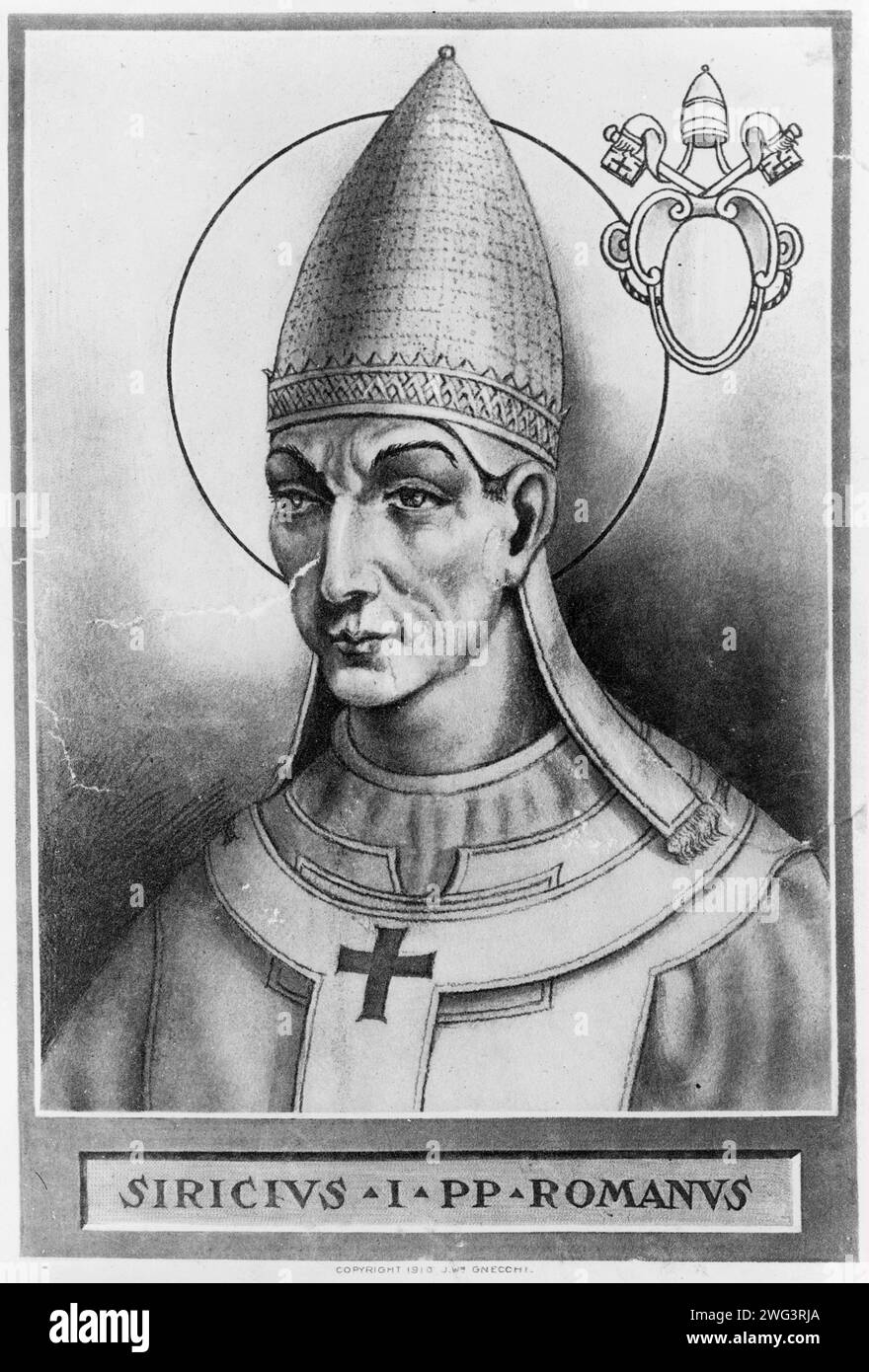 A 16th Century engraving of Pope Marcellus I who was pontiff from AD308 ...
