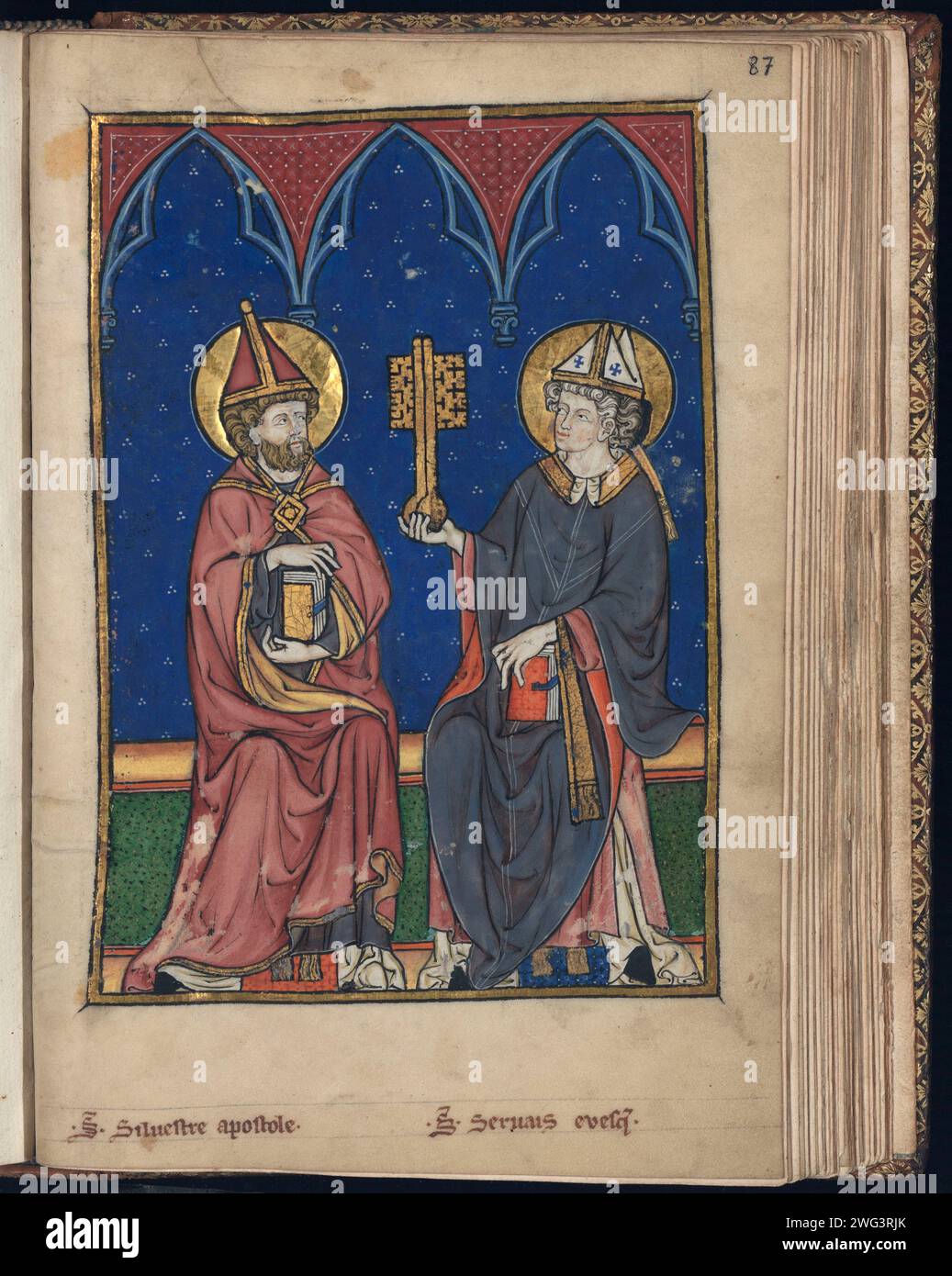 A 15th Century illumination of Pope Sylvester I (who was pontiff from ...
