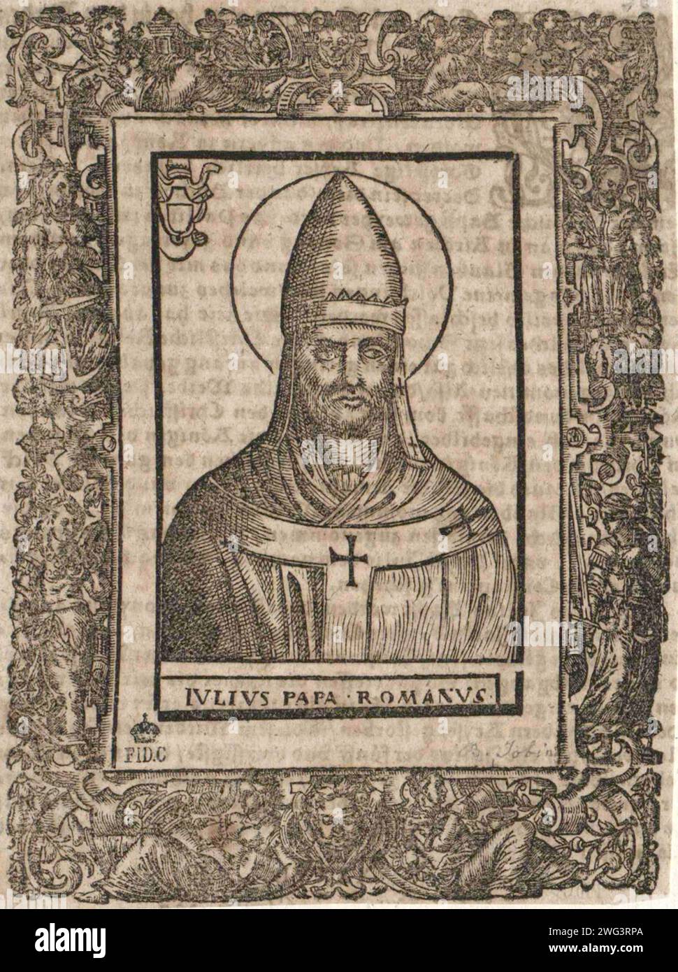 A 16th Century engraving of Pope Julius I who was pontiff from AD 337 ...