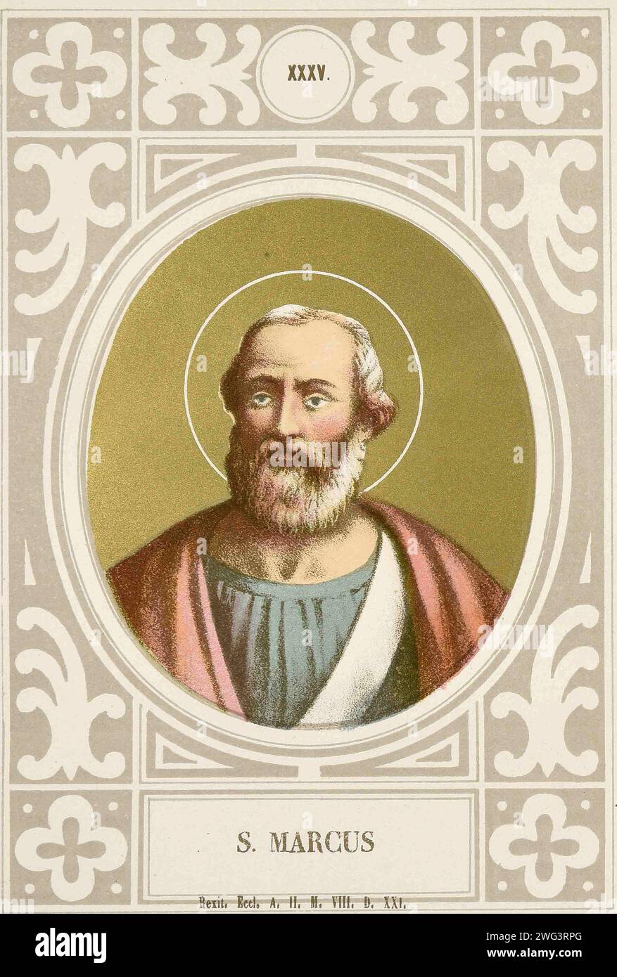 A 1 879 engraving of Pope Marcus who was pontiff for 263 days in AD336 ...