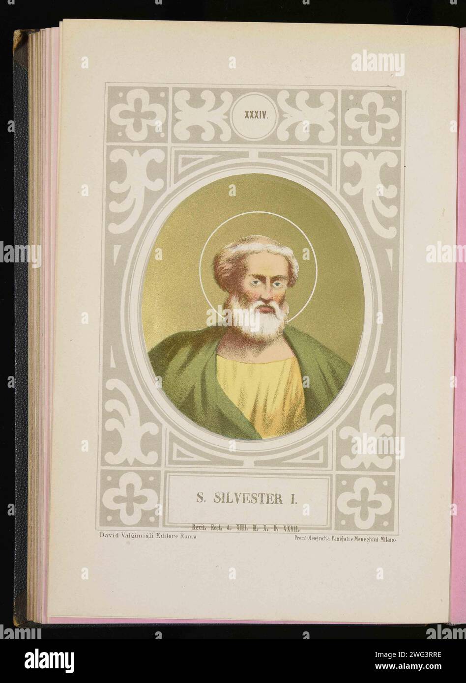 A 1879 engraving of Pope Sylvester I who was pontiff from AD314 to ...