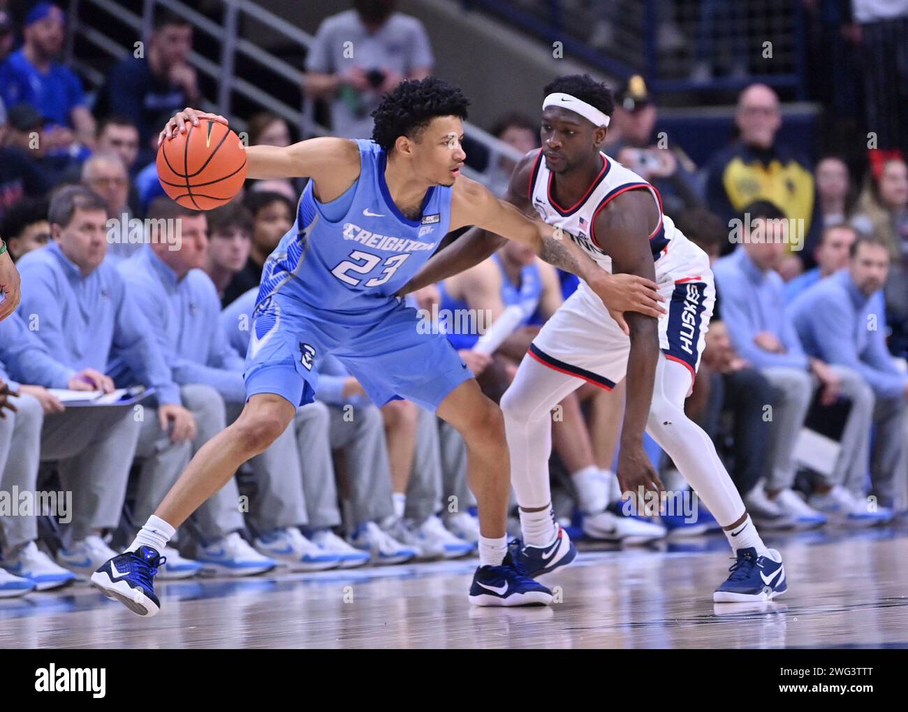 STORRS, CT - JANUARY 17: Creighton Bluejays guard Trey Alexander (23 ...