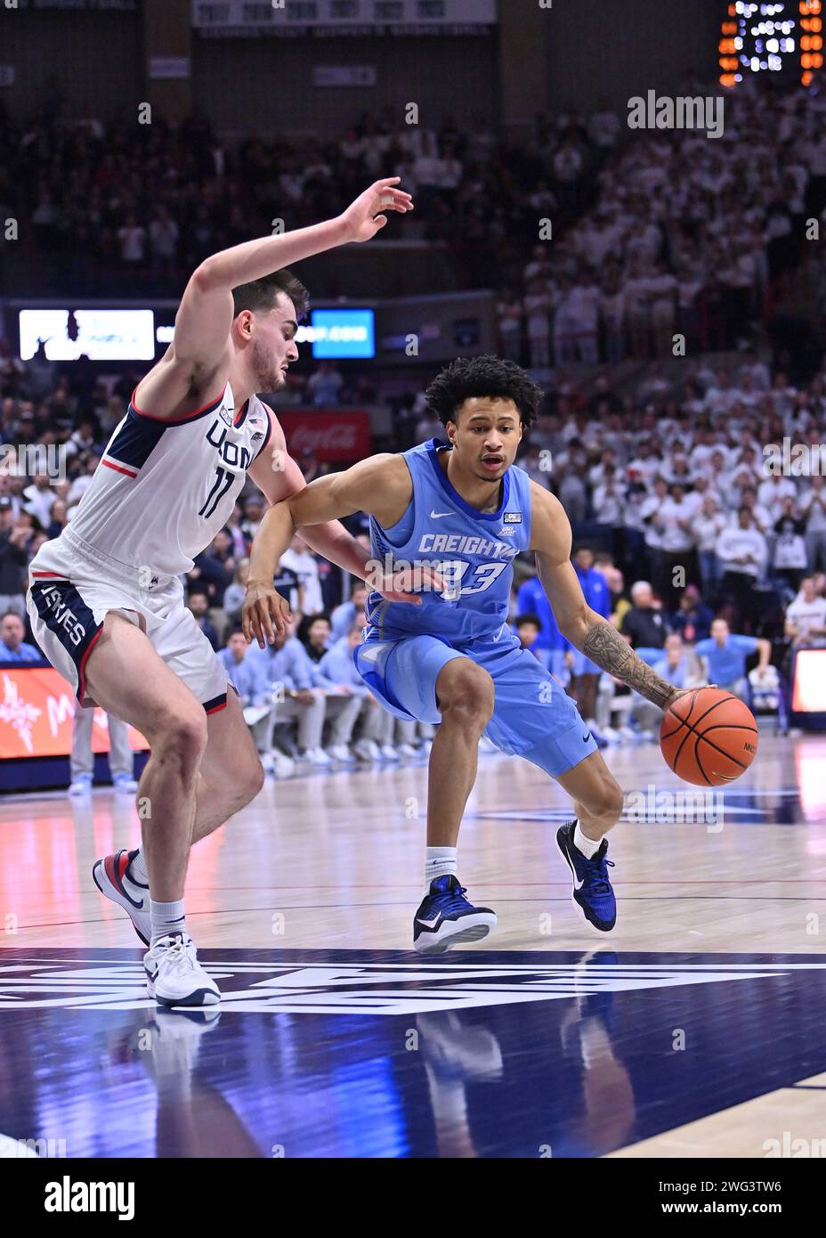 STORRS, CT - JANUARY 17: Creighton Bluejays guard Trey Alexander (23 ...