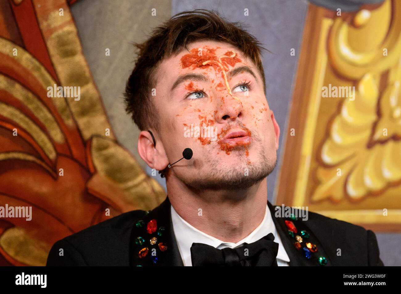 Cambridge, Massachusetts, USA. 2nd Feb, 2024. Actor Barry Keoghan tries ...